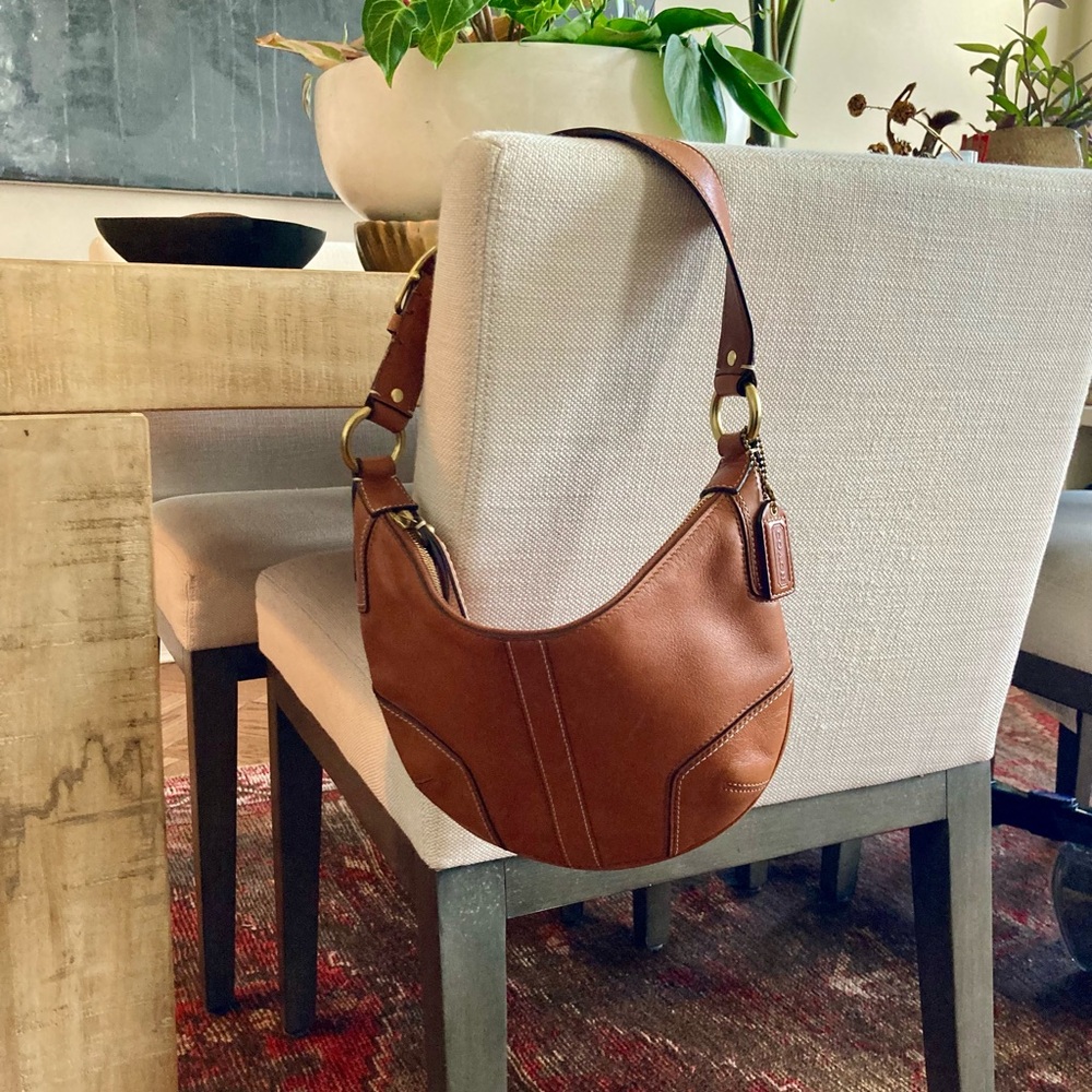 Brown Leather Coach Signature Mini Soho Hobo - Gem